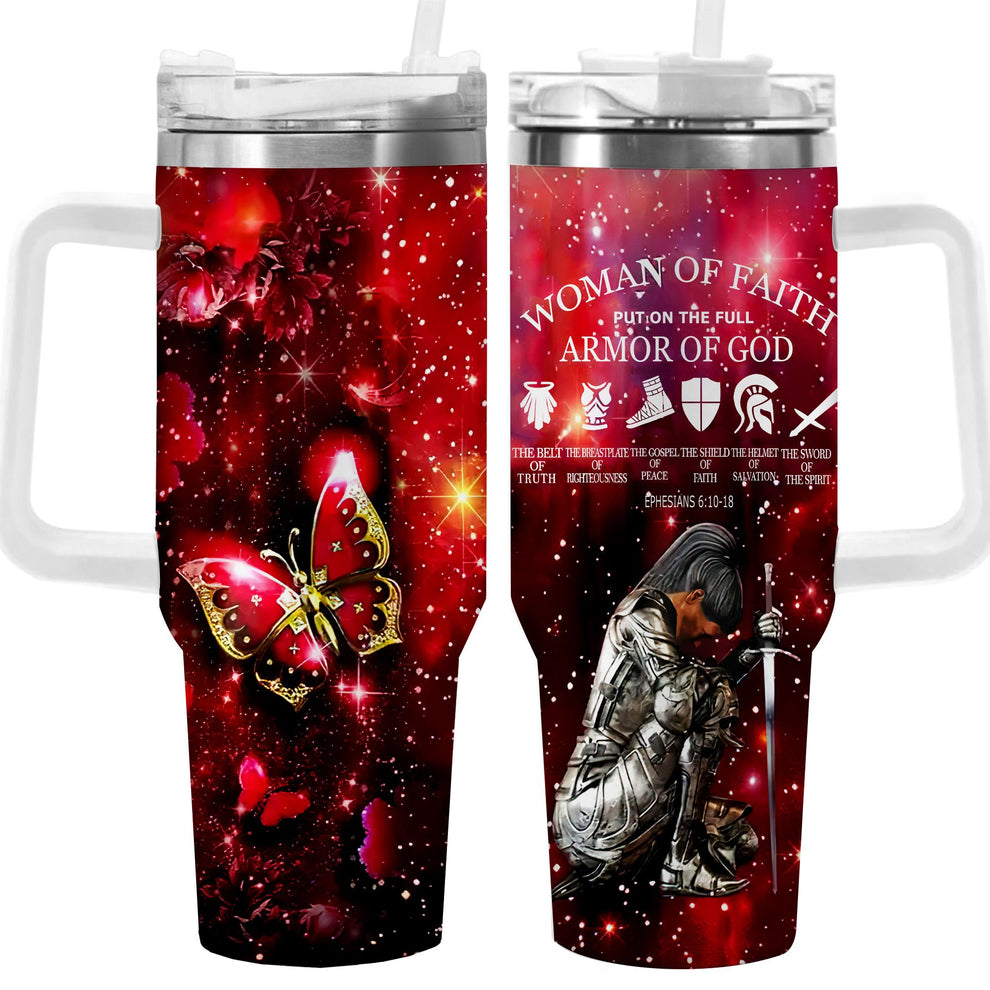 Faith Armor Insulated Woman Tumbler With Leak Proof Lid – In His Divine ...